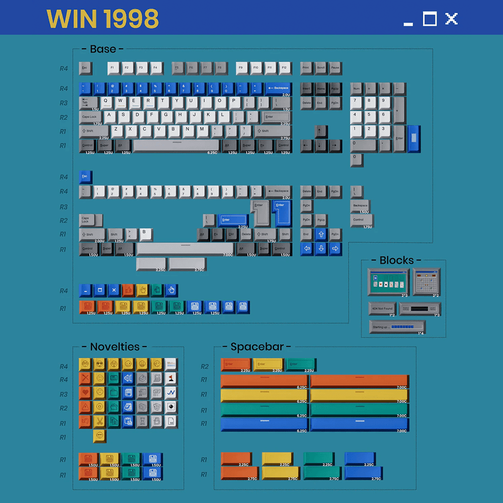 80Retros Win1998 (ANSI) Keycap Set – InputGear DE
